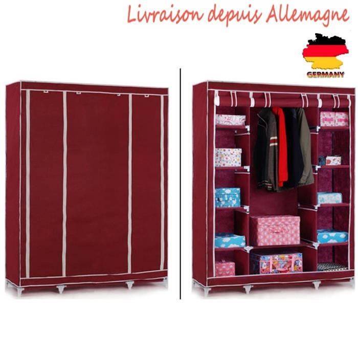 Garde-robe Armoire en Tissu penderie rangement placard Portable 4 ...