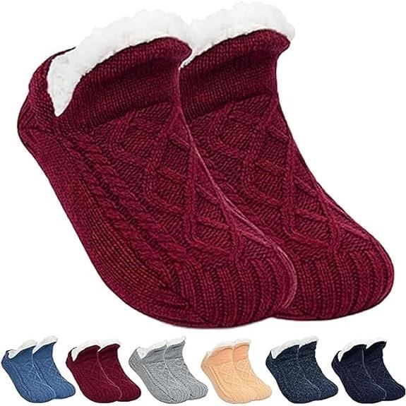 Indoor Non Slip Thermal Socks, V-mouth Fluffy Slipper Socks, New Woven ...