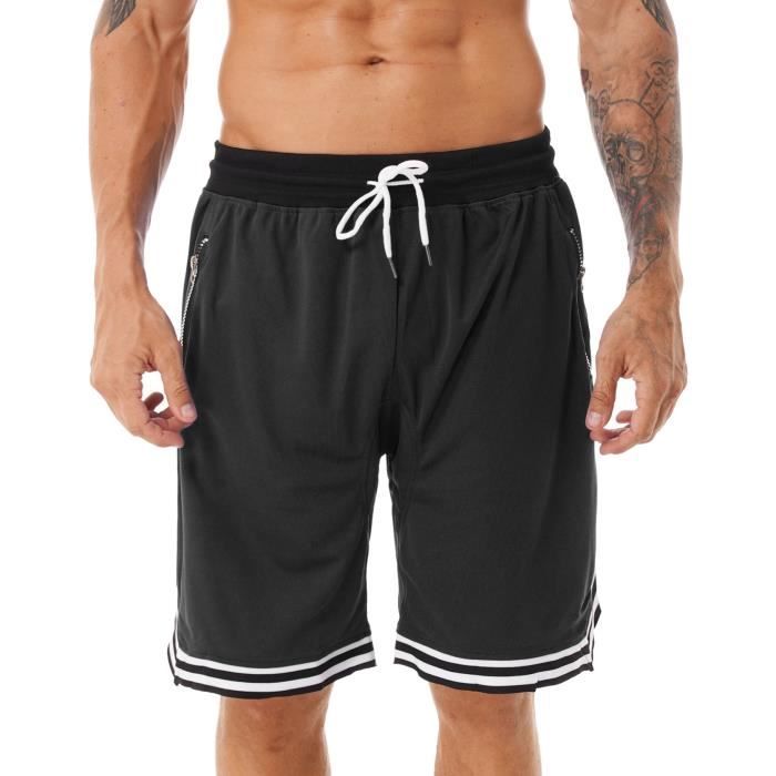 YIZYIF Short Sport Homme Poche Zippée Basketball Football Course à Pied ...