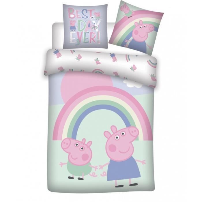 Peppa Pig Arc En Ciel - Parure de Lit Bébé Coton, Housse de couette ...