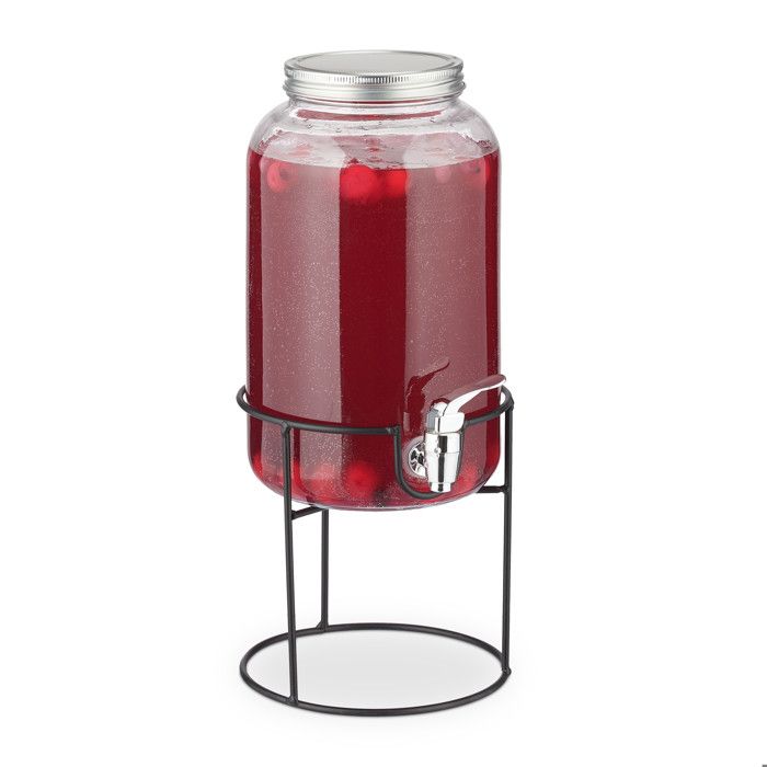 Relaxdays Distributeur de boisson, 3,5 litres, avec robinet et support ...