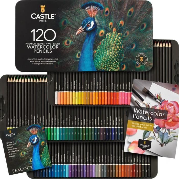 Castle Art Supplies Set de 120Crayons Aquarellables Pigments Intenses ...