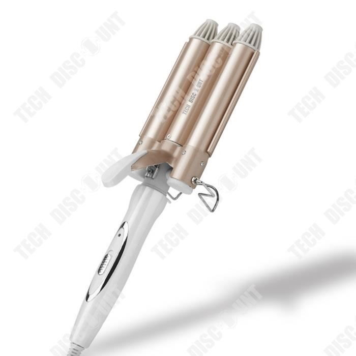 TD® Bâton curling à trois tubes pour femmes, tourmaline en céramique ...