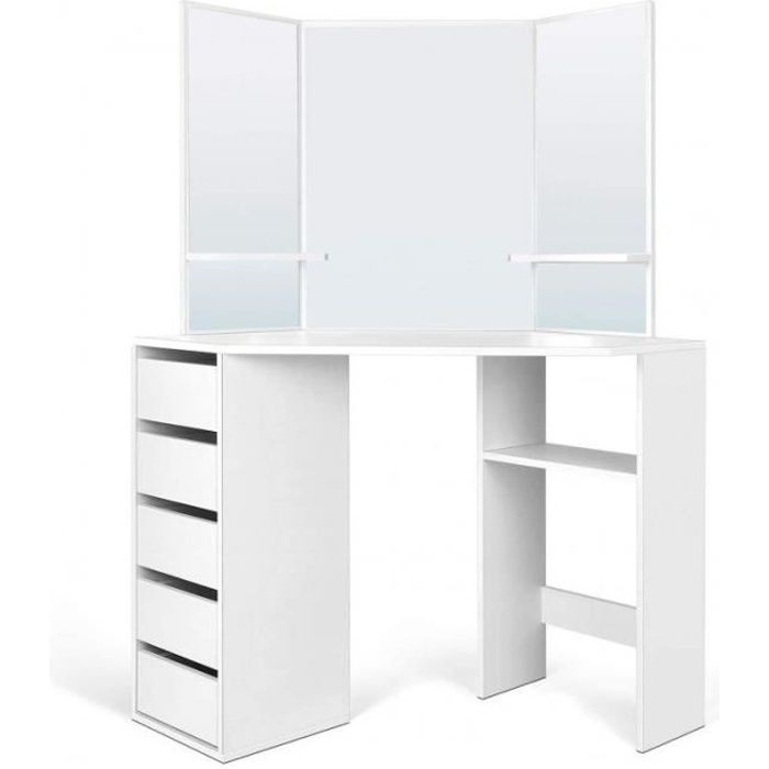 Coiffeuse d'angle LIZZY table de maquillage Blanche - Cdiscount Maison