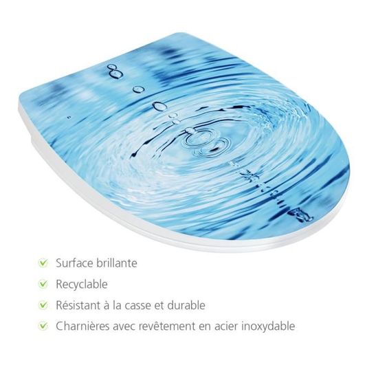WENKO Abattant WC avec Frein de Chute DROPLETS, Lunette de Toilette ...