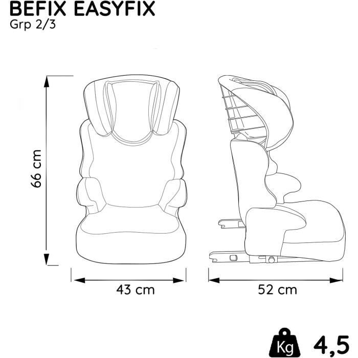 Siège auto BEFIX easyfix rehausseur - fixation isofix ou installation ...