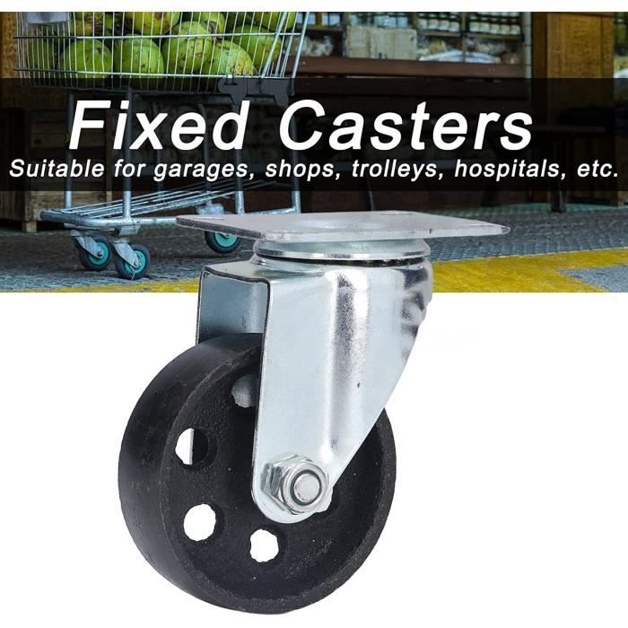 Roulette pivotante, roue de chariot en fonte de haute dureté élargie ...