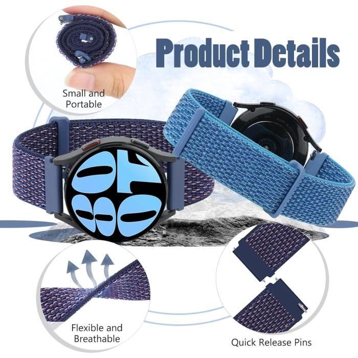 Lot De 3 Bracelets En Nylon - 18 Mm, 20 Mm, 22 Mm - Fermeture Rapide - Sport Loop - Réglable Et ...