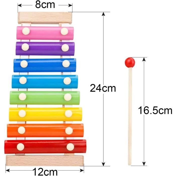 Xylophone jouet - ZGEER - octave en bois - 8 barres de couleur - pour ...
