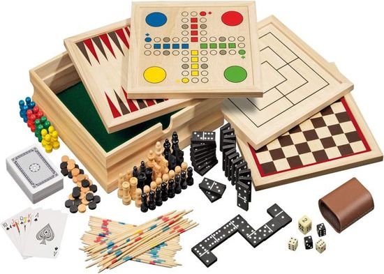 Wooden Game Compendium-8-In-1 Games Set-23Cm-Chess,Backgammon,Draughts ...