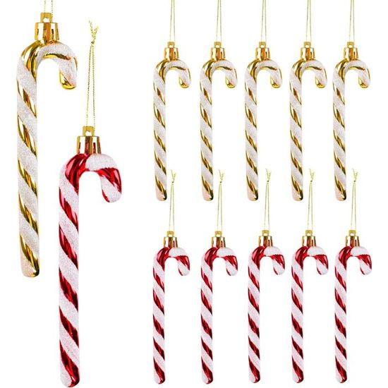 12 Pièce Canne De Bonbons De Noël Canne En Bonbon Glitter Décorations