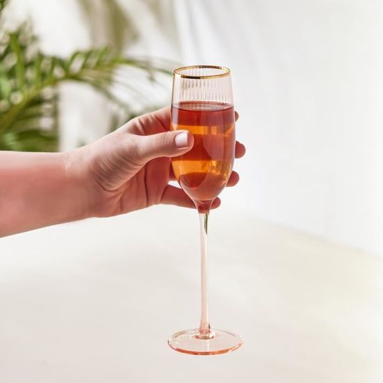 Flûte à champagne Karaca Gemma, 220 ml, couleur saumon - Cdiscount Maison