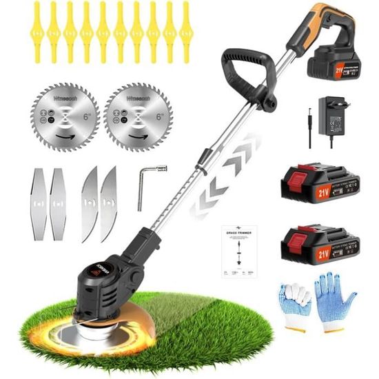 Wrneaoch 21V Coupe Bordure sans Fil avec Batterie Debroussailleuse Electrique sans Fil ...