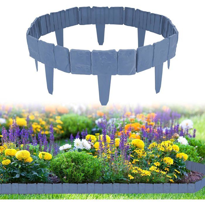 Bordures de Jardin Effet Pierre 5m Gris Bords de Pelouse de Jardin en ...