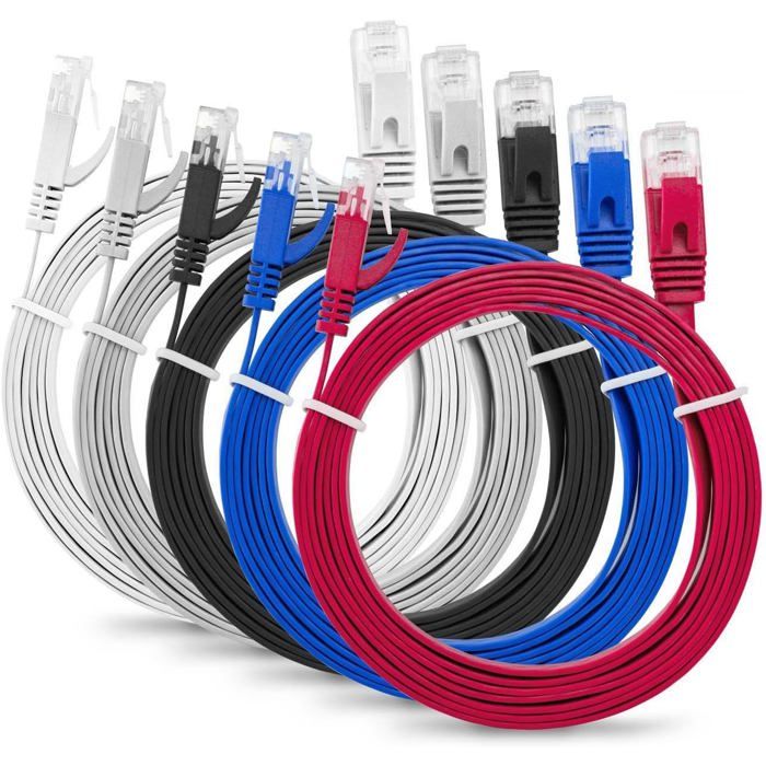 Câbles LAN Cat6 - ZUUKO - 0.5m - Multicolores - Extra Plat - Avec ...