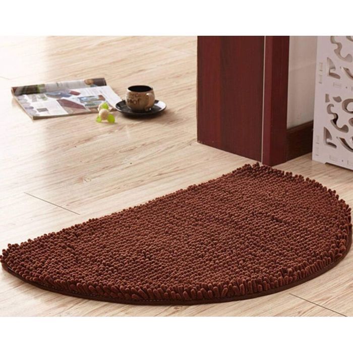 Tapis bain demi-lune marron 50x80cm chenille absorbant, antidérapant ...
