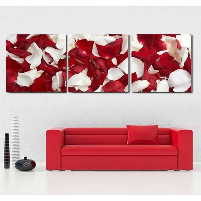 La livraison gratuite red rose blanche fleur tableau 3 pièce canvas ...