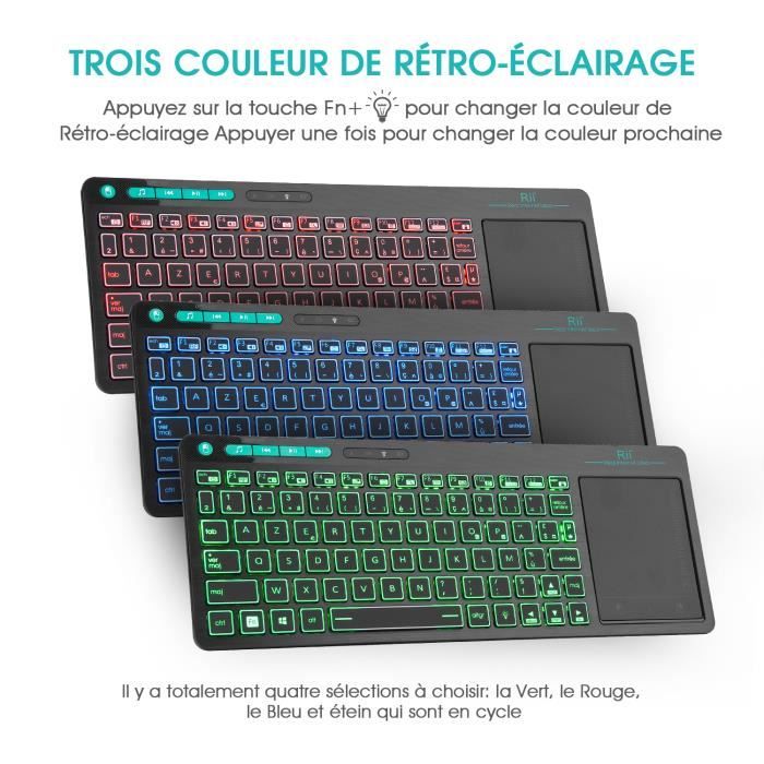 Clavier sans fil K18 Plus avec rétroéclairage à 3 LED - Rii - French ... Clavier sans fil K18 Plus avec rétroéclairage à 3 LED - Rii - French ...