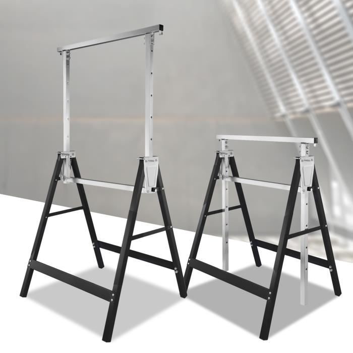 Izrielar Lot de 2 tréteaux télescopiques, 7 hauteurs possibles (80 ...
