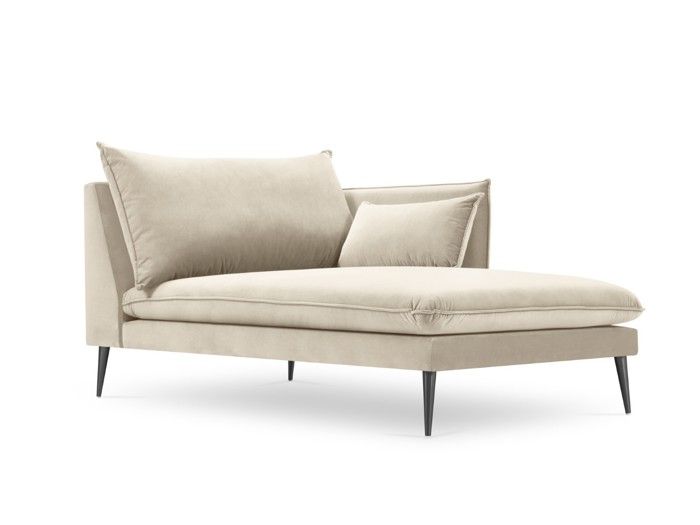 Micadoni Home - AGATE - Méridienne droite en tissu velours beige ...