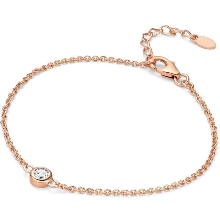 Miore Bracelet solitaire plaqué or pour femme en argent sterling 925 ...