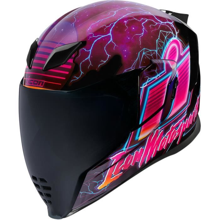 Casque moto intégral Icon aflt synthwave pr - rose/noir - S - Cdiscount Auto