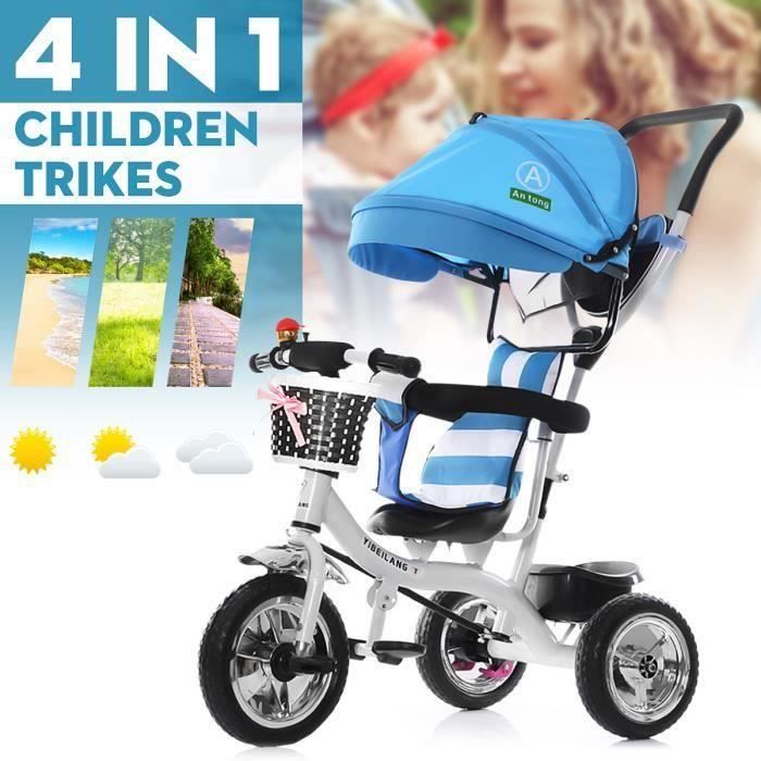 4 en 1 Tricycle Poussette Évolutif Enfant - 3 Roues - 6 Mois à 6 Ans ...