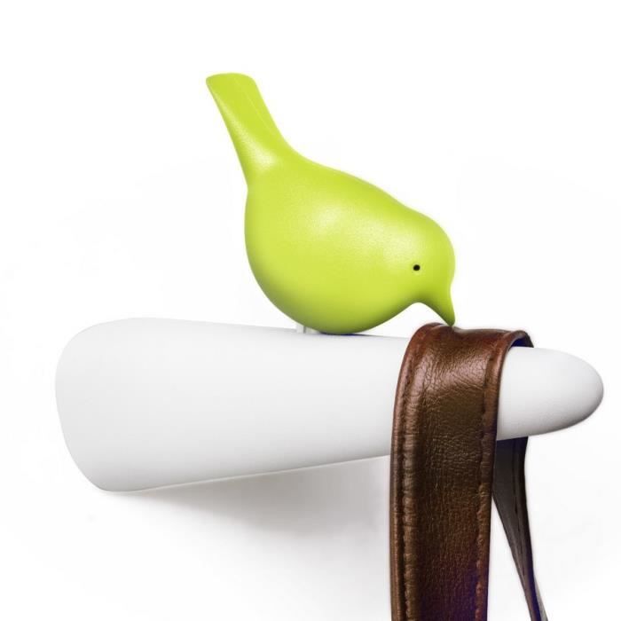 Patère oiseau qui bouge picky bird qualy blanc vert - Cdiscount Maison