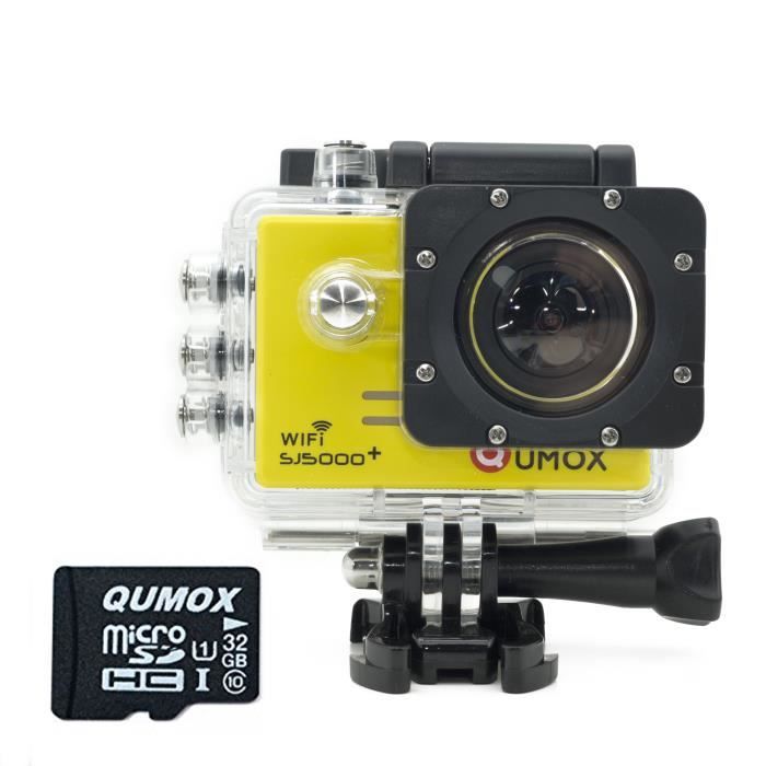 QUMOX SJ5000 plus WIFI Action sport caméra caméscope Full HD + QUMOX 32 Go micro SD ( Jaune ...