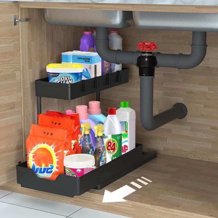 Rangement Sous Évier,Étagère Sous Évier Coulissante, Étagères De ...