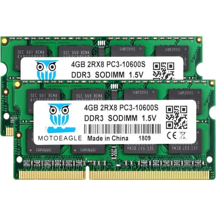 Ddr3 1333 Sodimm 8Go(2X4Go)Pc3 10600S Ddr3 1333Mhz 4Gb Pc3 10600 204-Pin Cl9 1.5V D'Ordinateur ...