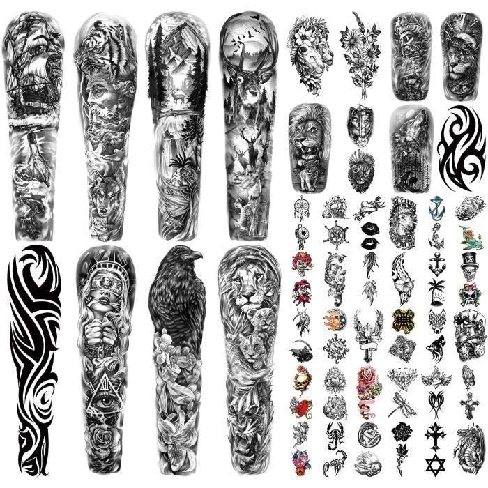 46 Feuilles De Tatouage Temporaire Extra Large Pour Bras Complet Pour