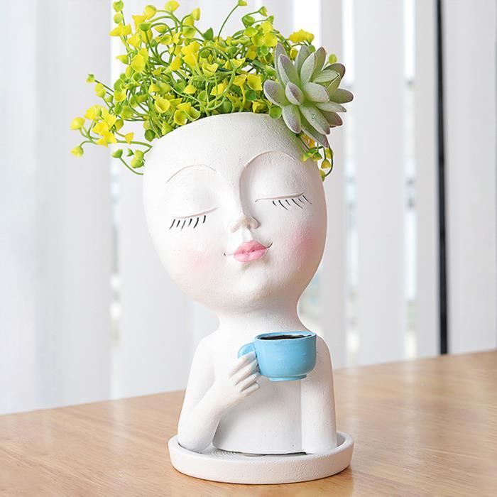 Pot de fleur décoratif en modèle d'une fille en résine style artistique ...