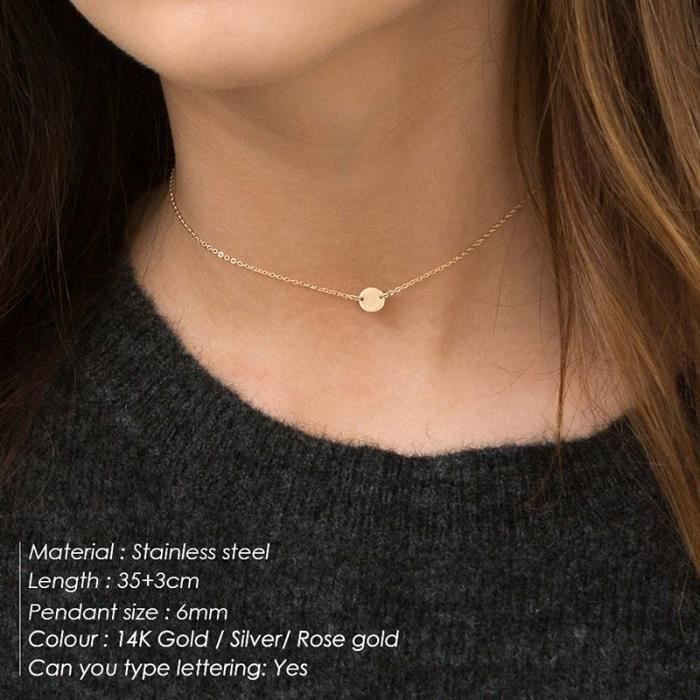 Collier ras du cou avec initiales du nom pour femme, pendentif avec ...