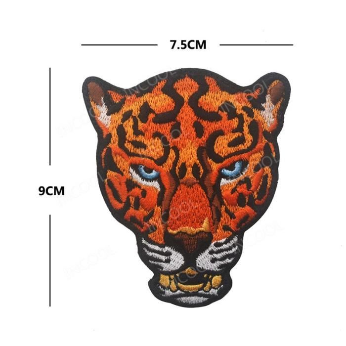 1 Leopard Orange -Patch brodé Animal,motif léopard,tigre,ours,loup ...
