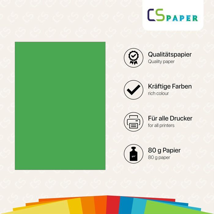 Made In Eu 50 Feuilles De Papier De Couleur Vert Herbe A4 80 G/M² Cs ...