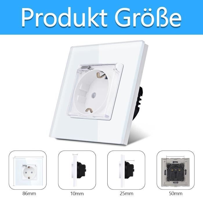 Prise Individuelle Schuko Avec Couvercle - Prise Encastrée - Couleur ...