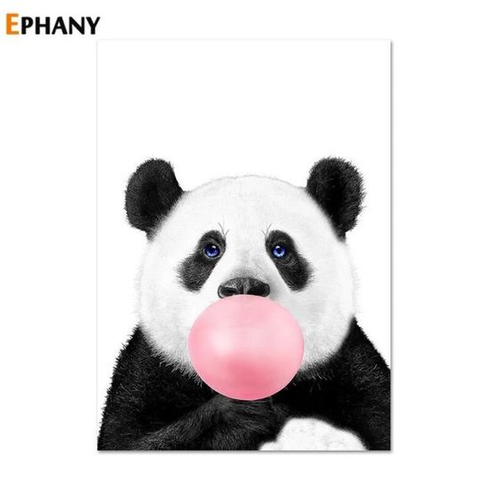 Affiche en toile avec bulle de chewing-Gum rose Kawaii, peinture ...