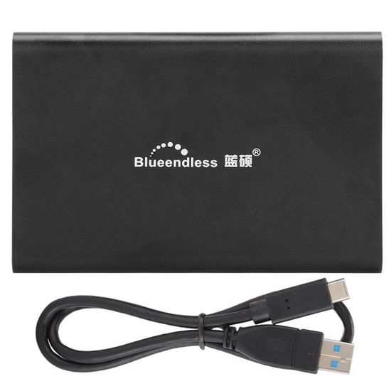 RIN TYPE-C Boîtier en métal noir pour disque dur mobile pour ordinateur ...