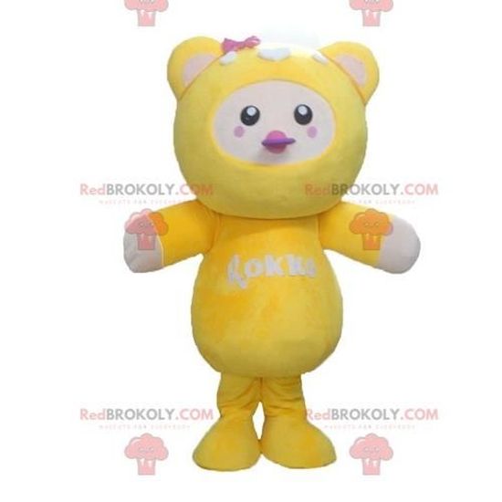 Mascotte de poussin jaune blanc et rose dodu et mignon - Costume ...