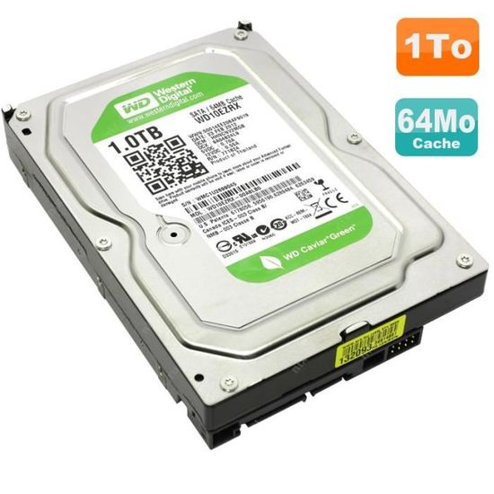 Disque Dur 1To Western Digital Green 3.5" SATA WD10EZRX-00L4HB0 64MB ...