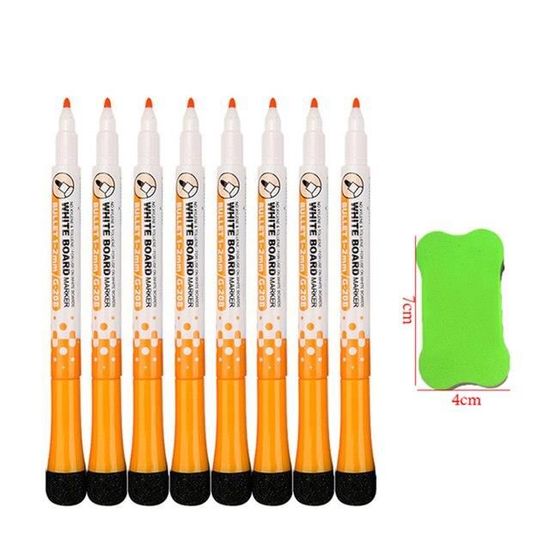 Tableau effaçable,8pcs Orange--Feutres magnétiques effaçables à sec, 8 ...