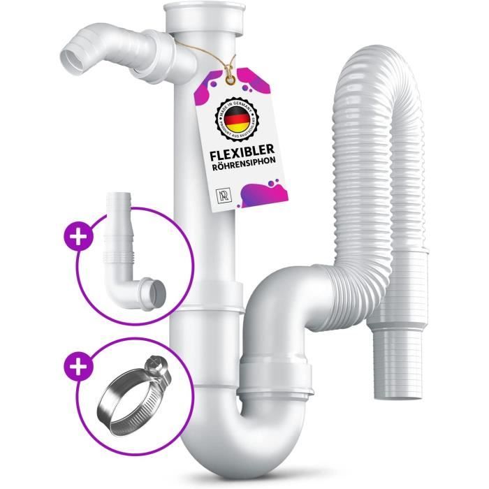 Siphon Flexible évier De Cuisine - Siphon avec Collier De Serrage + 2 ...