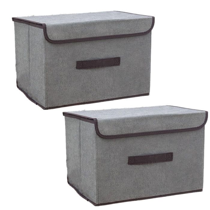 Lot de 2 boîtes de rangement pliables en tissu avec couvercles ...