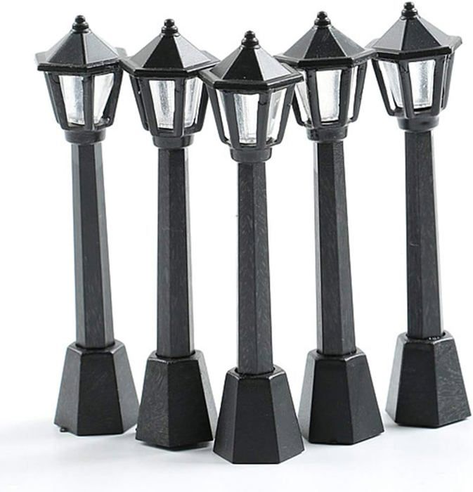 5pcs Mini Street Light Model Lamp Post Lights Outdoor Pathway Lantern ...