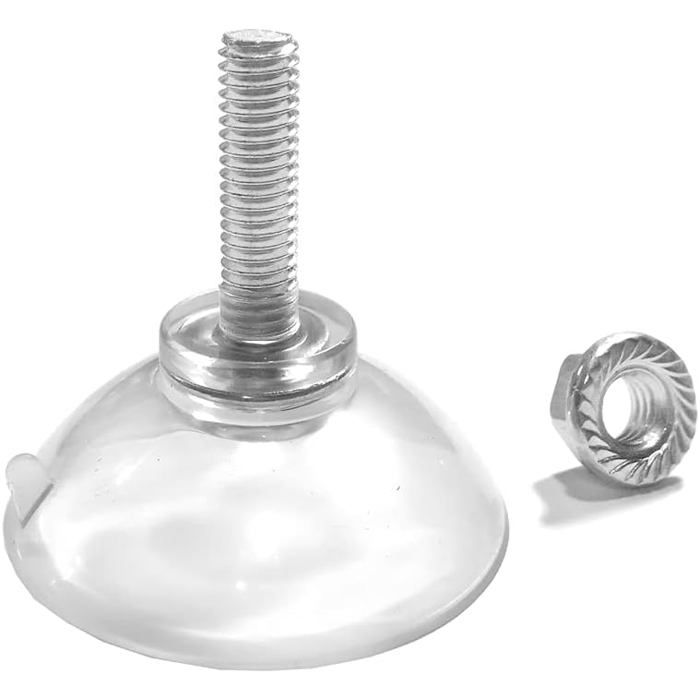 L-M6-D44-LOCK NUT Lot de 6 ventouses solides en PVC Transparent avec ...