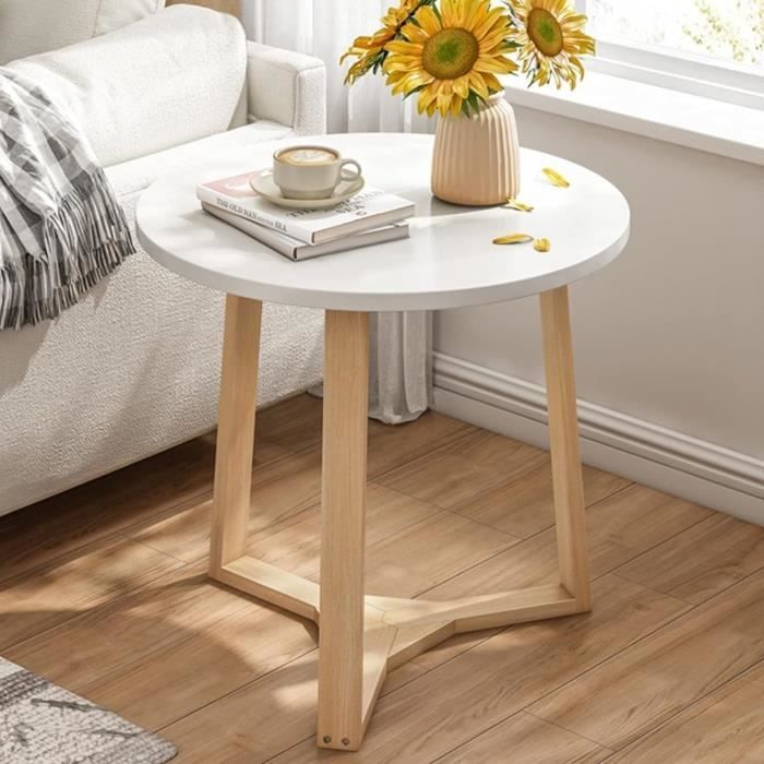 Table Basse Salon Ronde Bois Scandinave Table De Salon, Table De Canapé ...