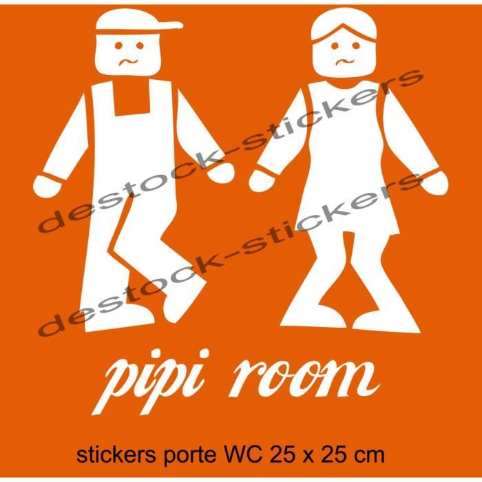 Stickers autocollant WC porte des toilettes PIPI-ROOM en blanc ...