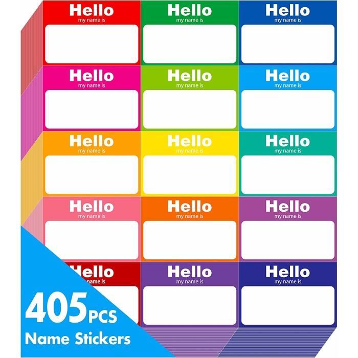 195 étiquettes de nom, badges de nom colorés, 15 modèles, étiquettes de ...