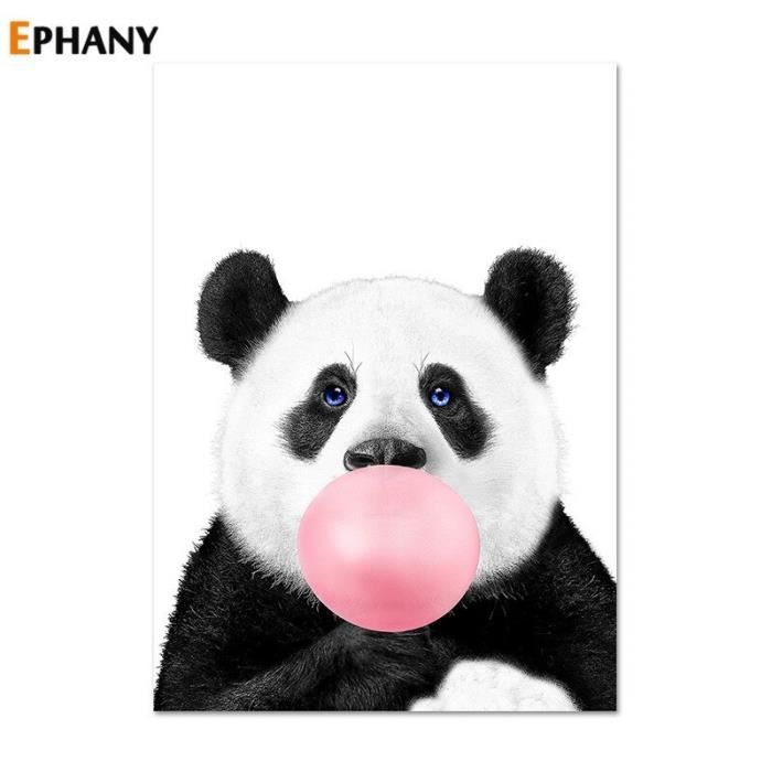 Affiche en toile avec bulle de chewing-Gum rose Kawaii, peinture ...